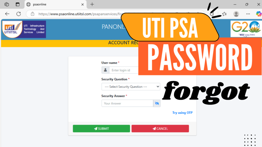 How to forgot/reset UTI PSA password - My PanCenter